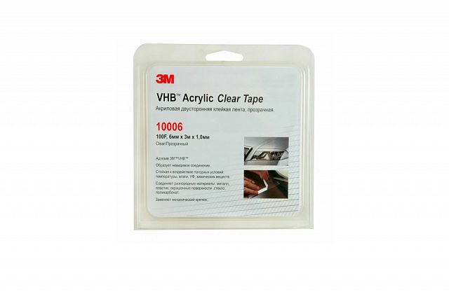 Двусторонняя монтажная вспененная акриловая лента 3M VHB 100F, 1 мм*6 мм*3 м, прозрачная ...